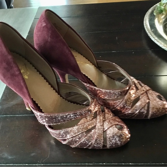 Miss Albright | Shoes | Miss Albright Suede And Sequin Pumps Size 9 ...